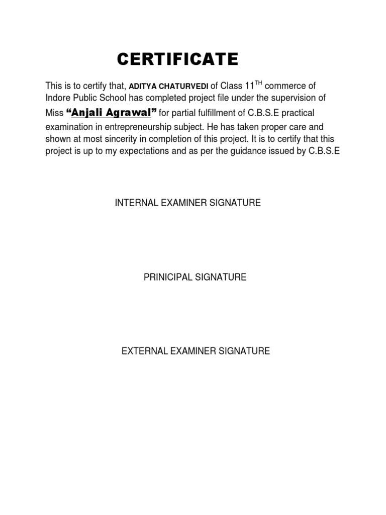Certificate of Project Completion | PDF