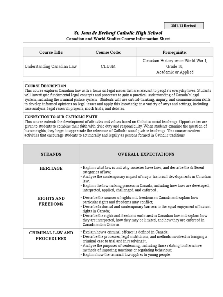 CLU3M1 Course Information Sheet PDF | PDF | Educational Assessment ...