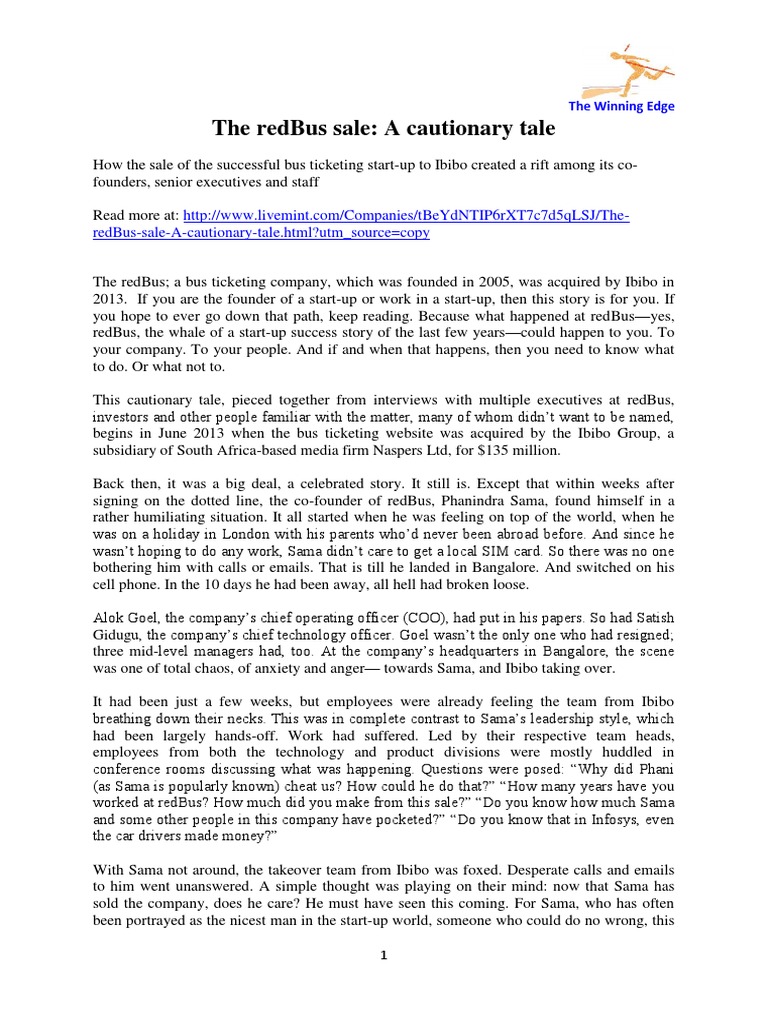 The RedBus Case Study | PDF | Employee Stock Ownership Plan | Companies