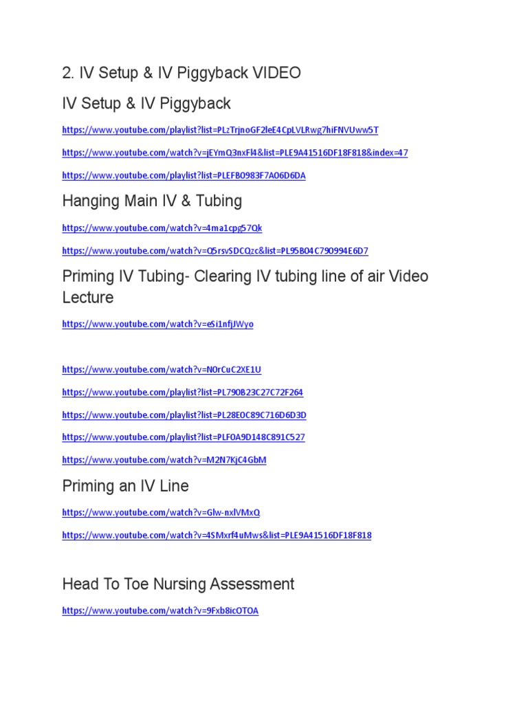 IV Setup & IV Piggyback VIDEO | PDF | Physiology | Cardiovascular System
