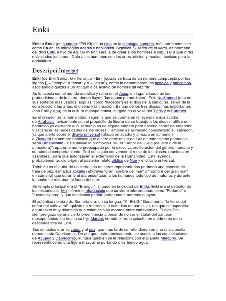 Enki | PDF | Deidades | Mitología