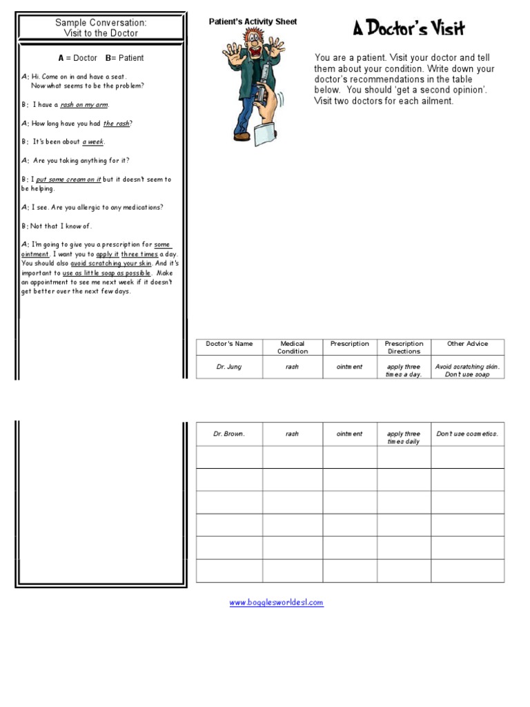 Doctor Visit Activity Sheet Template | PDF
