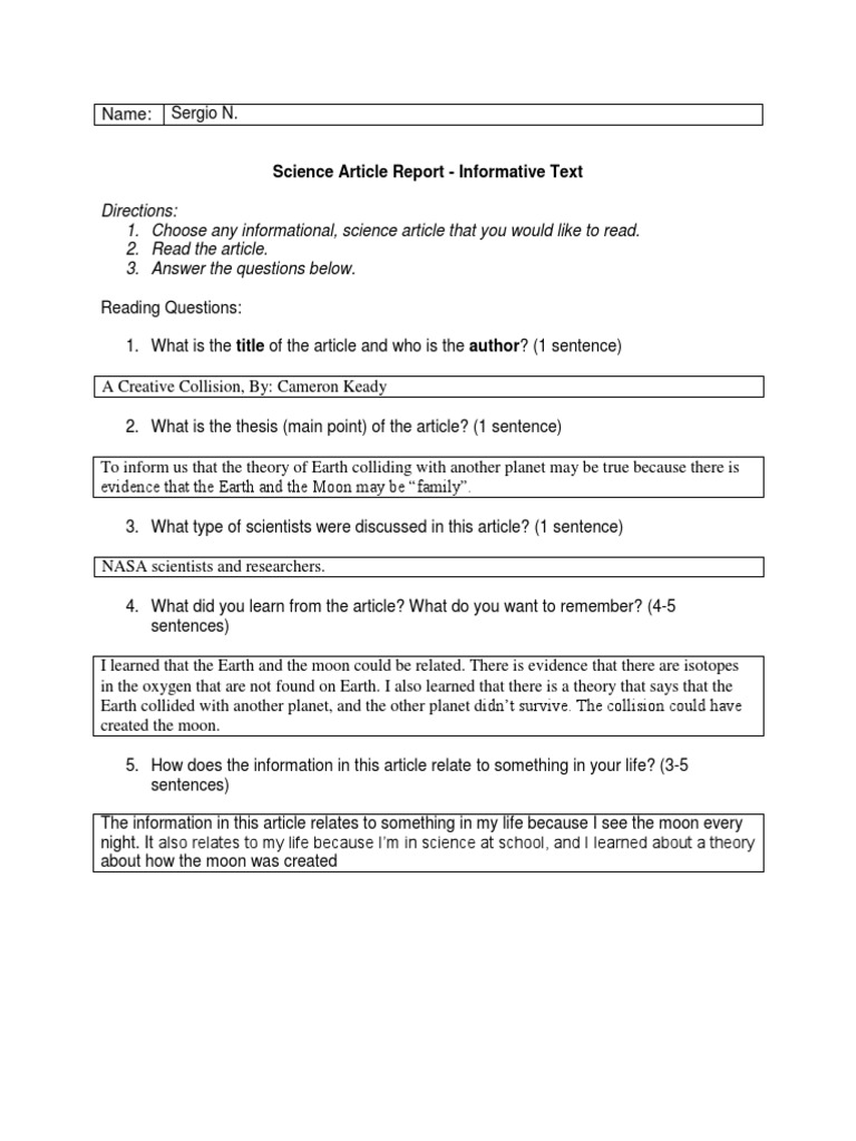 Science Article Report | PDF