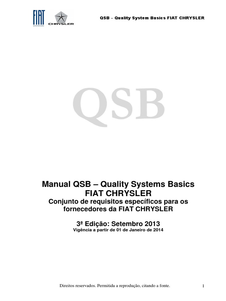 Requisitos do QSB para Fornecedores FCA | PDF | Qualidade (negócios ...