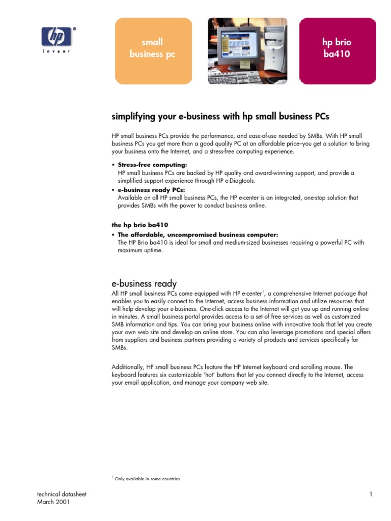 HP Brio Ba410 | PDF | Personal Computers | Windows 2000