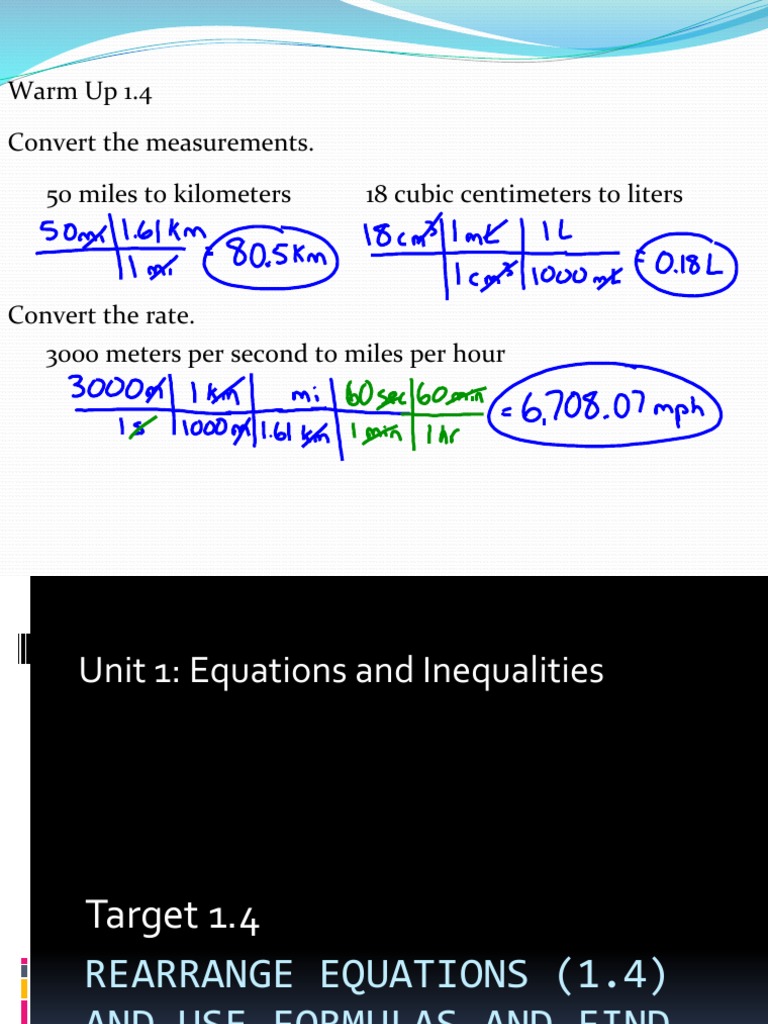 Measurement Conversions and Equations | PDF
