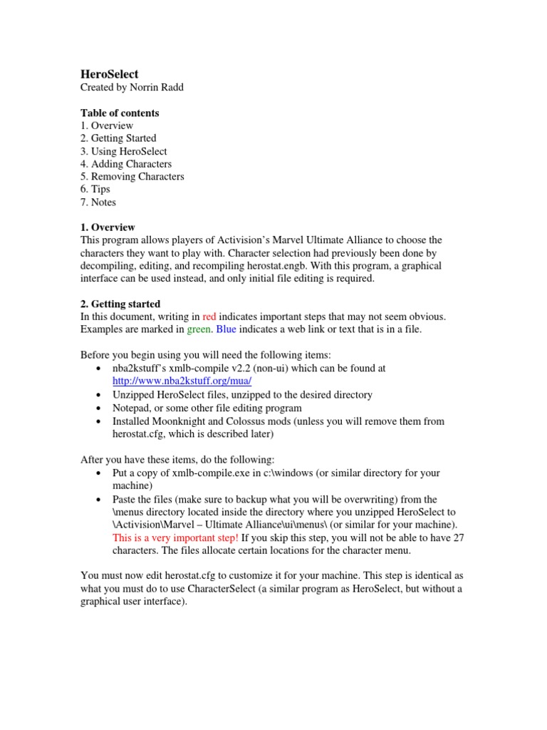 HeroSelect Readme PDF | PDF | Menu | Menu (Computing)