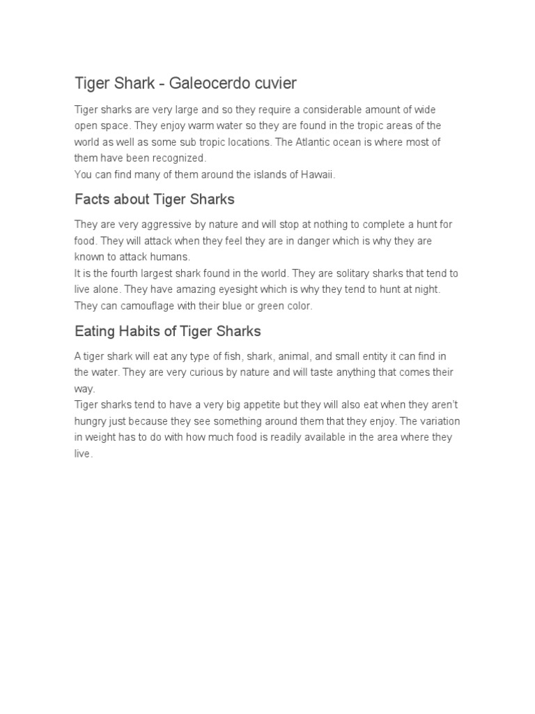 Tiger Shark Science | PDF | Aquatic Vertebrates | Fish