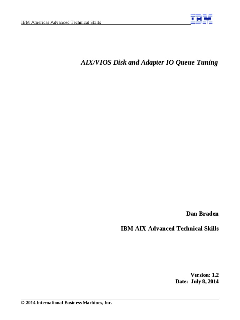 AIX VIOS DiskAndAdapterQueueTuningV1.2 | PDF | Ibm | Computer Hardware