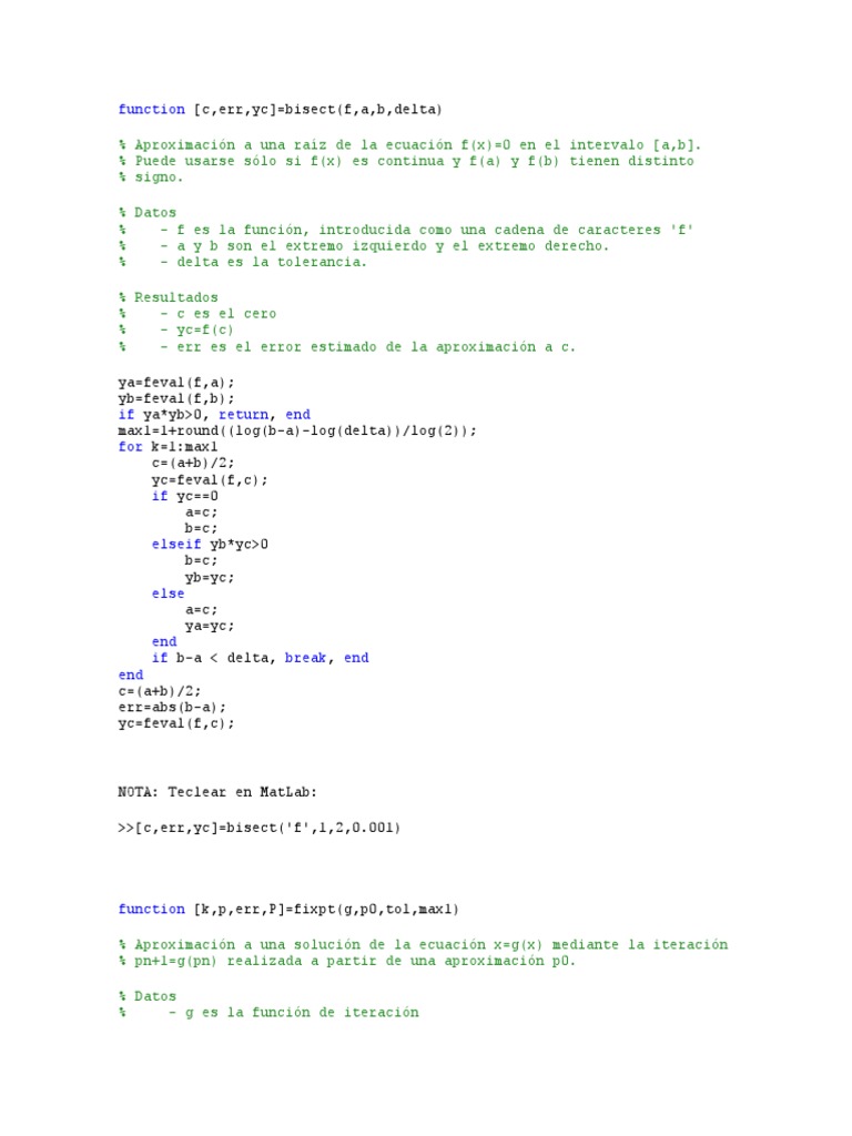 Funciones MatLab | PDF | Programación de computadoras | Objetos matemáticos