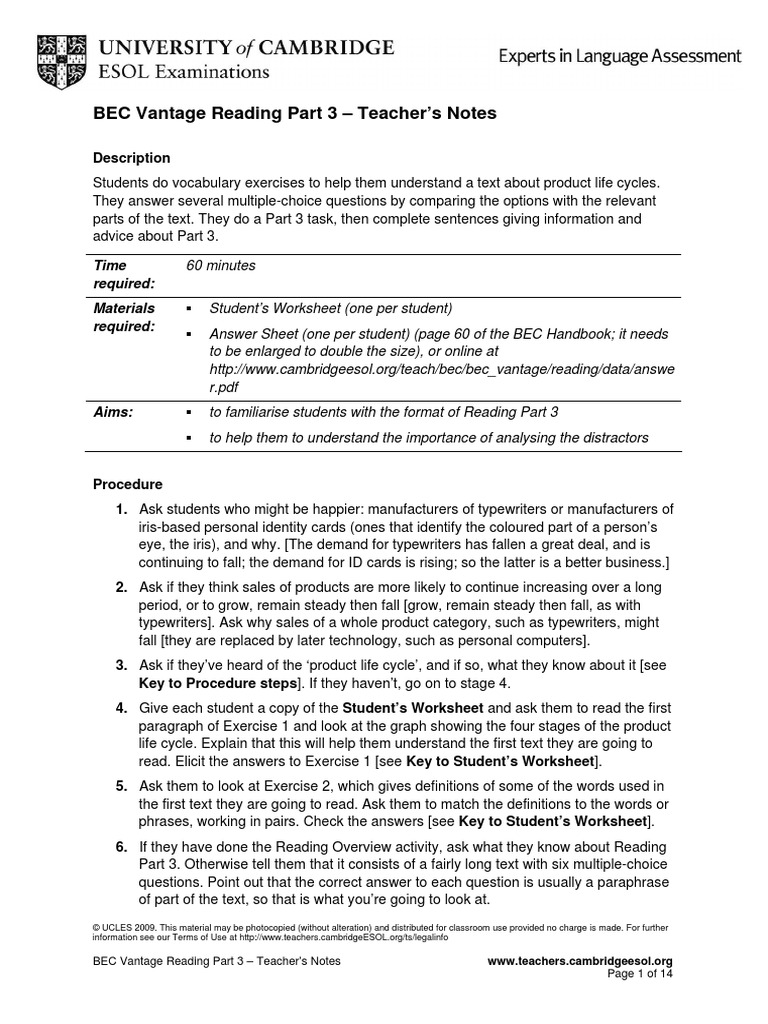 Bec V Reading Part 3 | PDF | Leadership | Sales