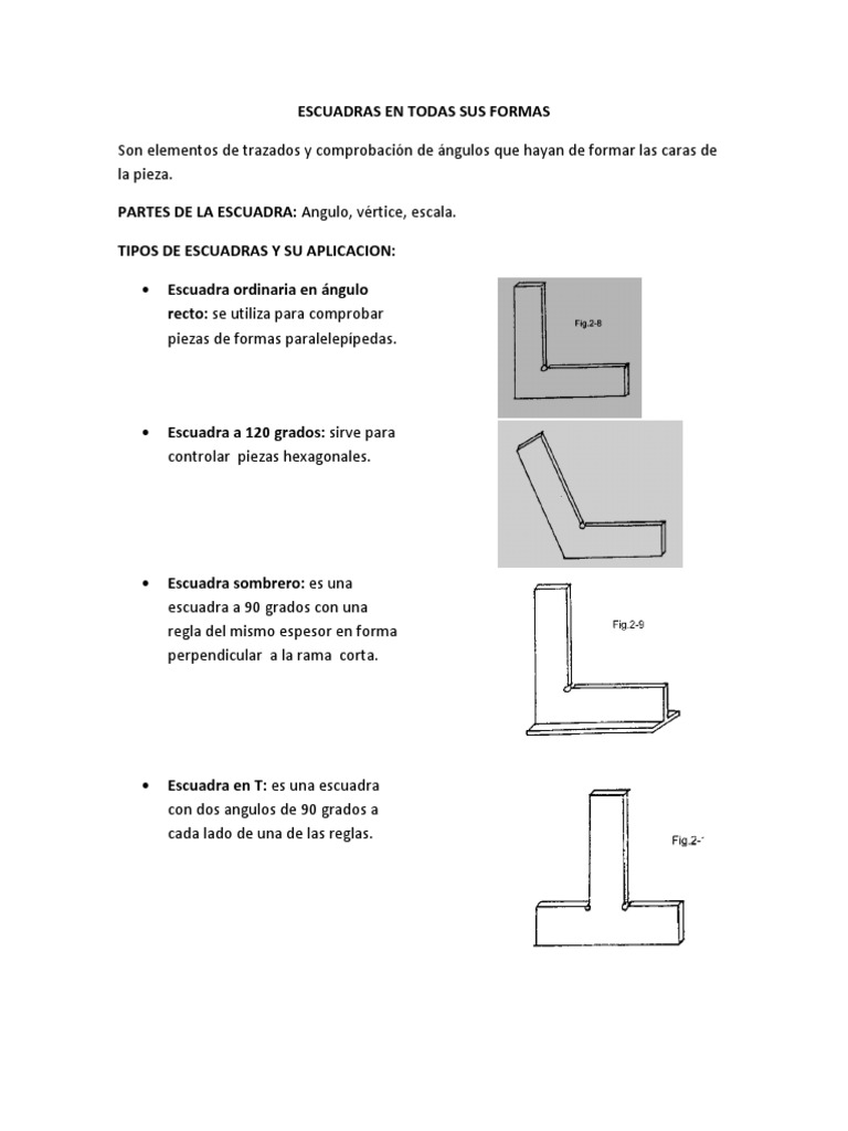 Tipos y usos de escuadras en ingeniería mecánica | PDF | Circulo | Eje