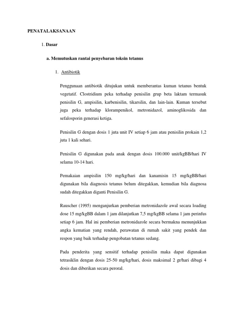 Tatalaksana Tetanus | PDF
