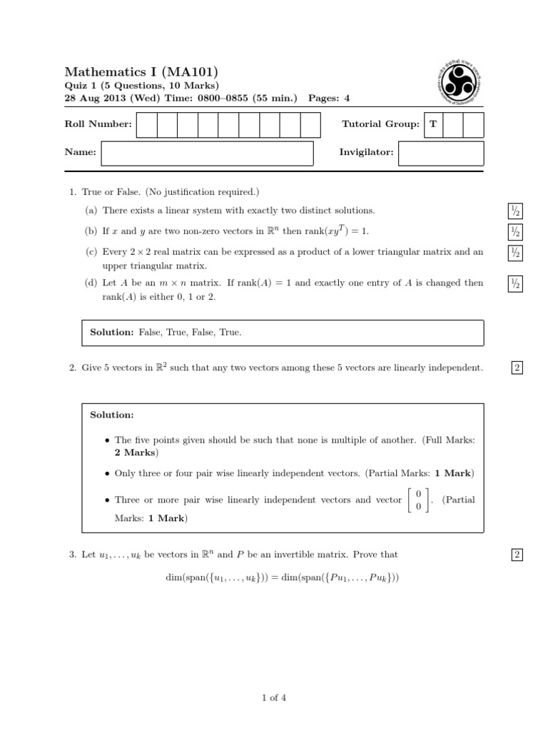 Iit Quiz | Download Free PDF | Matrix (Mathematics) | Matrix Theory