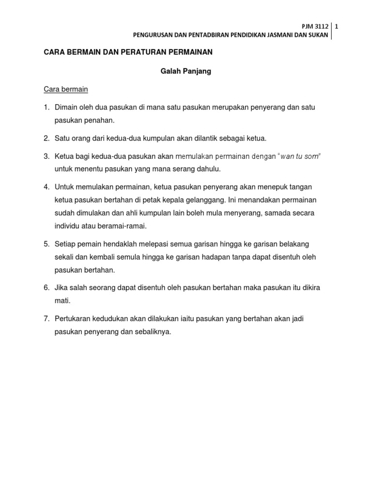 Syarat Dan Peraturan Permainan | PDF