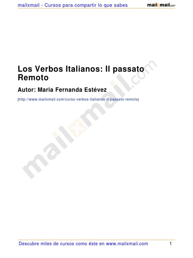 Curso de Passato Remoto Italiano | PDF | Idioma italiano | Verbo