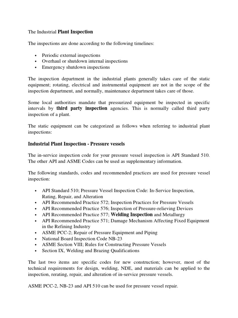 Plant Inspection-API Inspection | PDF | Pipe (Fluid Conveyance) | Boiler