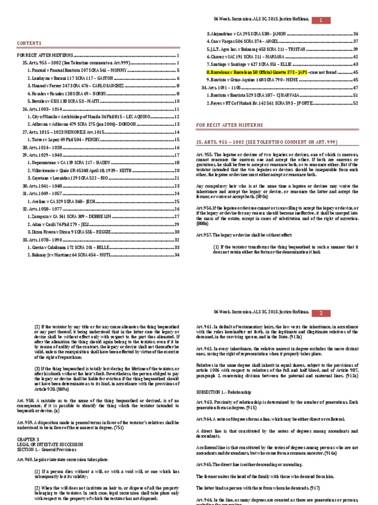 06 Succession With Charts | PDF | Intestacy | Will And Testament