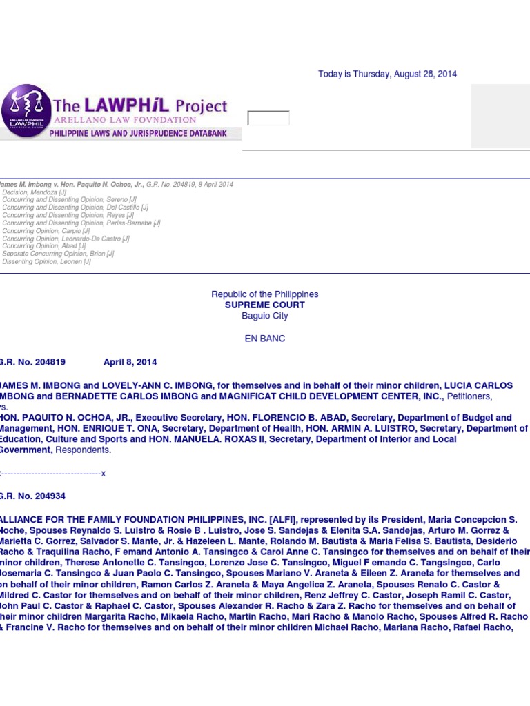 RH Law Decision | PDF | Standing (Law) | Family Planning