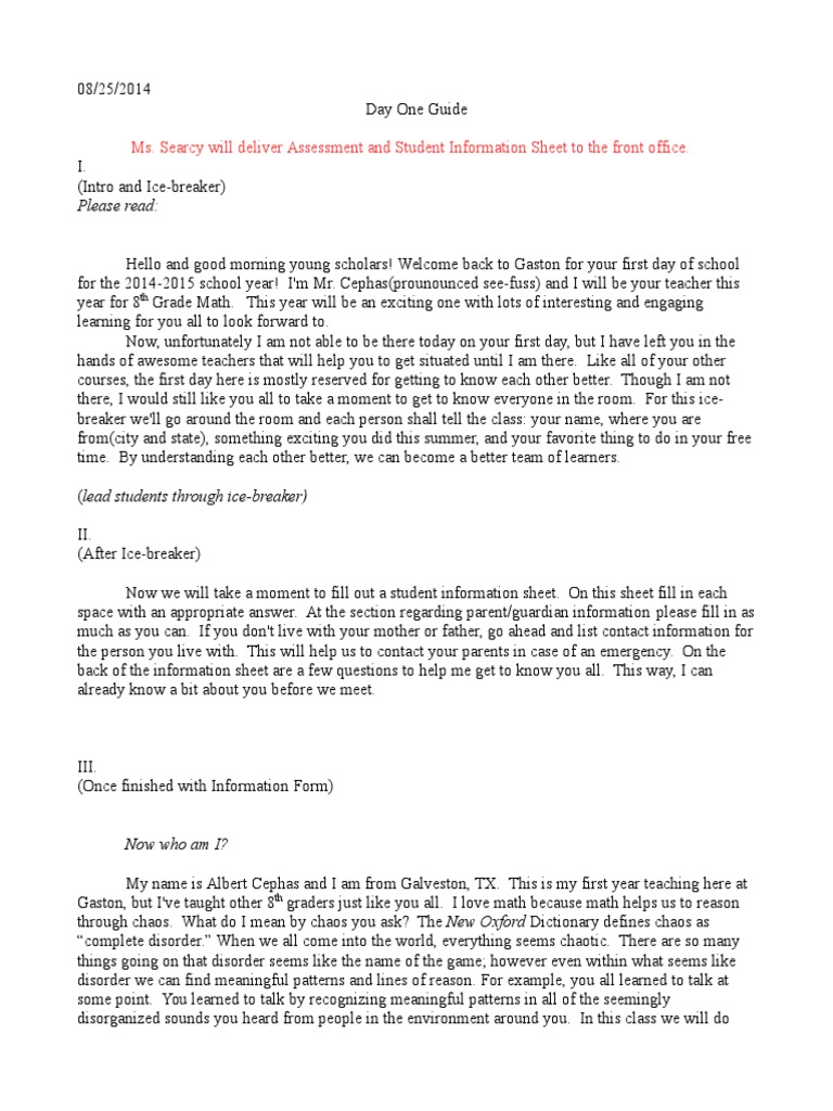 Day One Guide For Sub | PDF | Sports