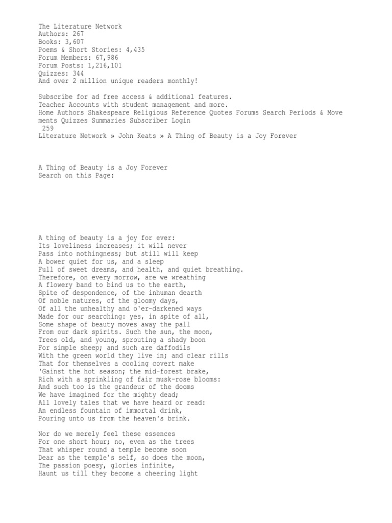 Joh Keats | PDF | John Keats | English Poetry