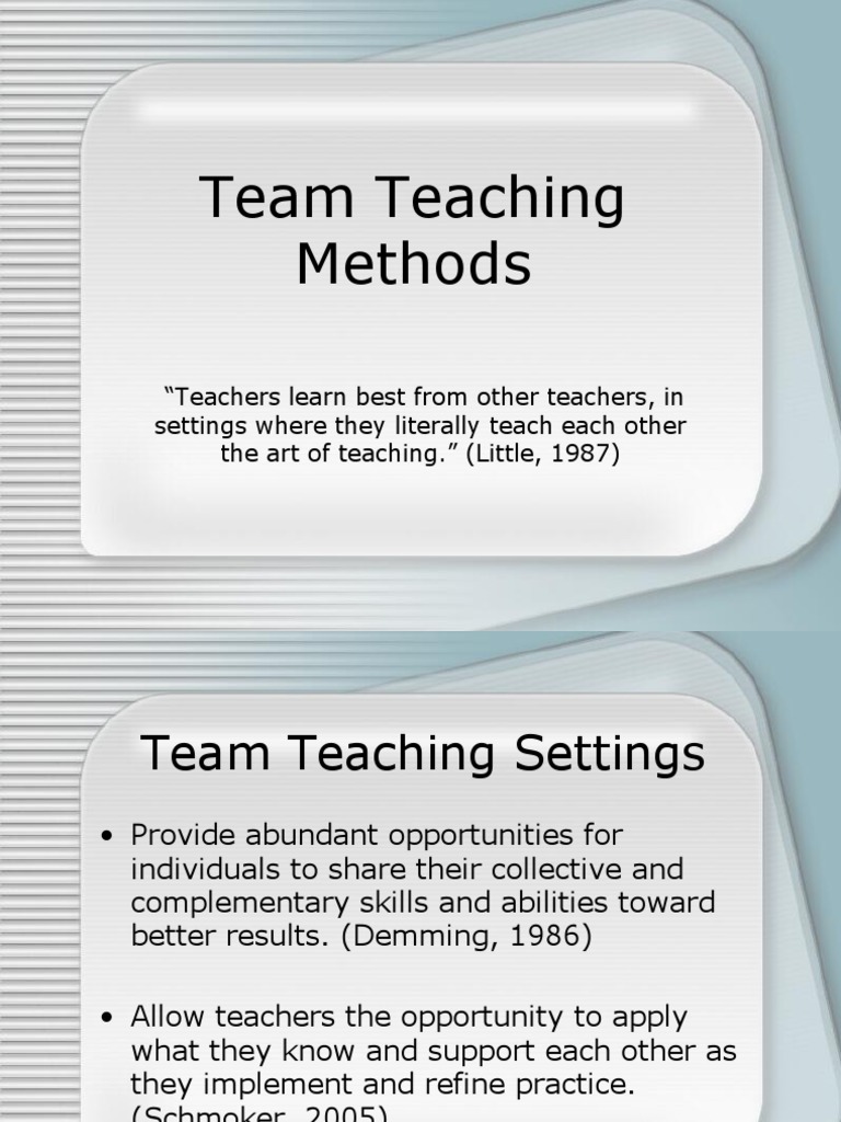 Team Teaching Strategies Overview | PDF | Teachers | Interpersonal ...