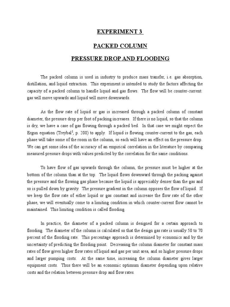 Packed Column | PDF | Fluid Dynamics | Pressure