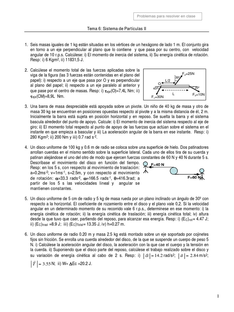 Prob Tema6-SistII Enunciados | PDF | Masa | Energía cinética
