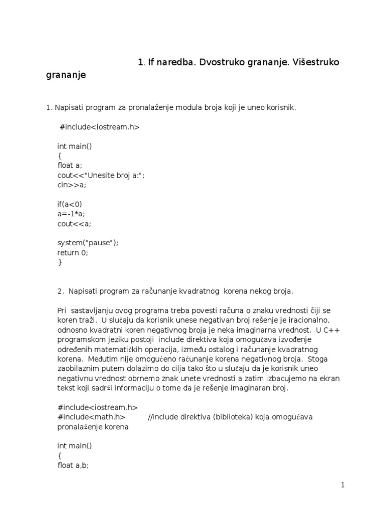 Zadaci Sa Rešenjima (Uz Objašnjenje Pored) Iz Programiranja U C++ | PDF