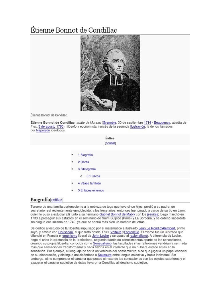 Étienne Bonnot de Condillac | Movimientos filosóficos | Epistemología