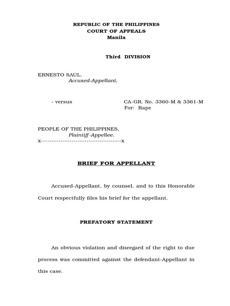Appellant's Brief Sample | Burden Of Proof (Law) | Judgment (Law)