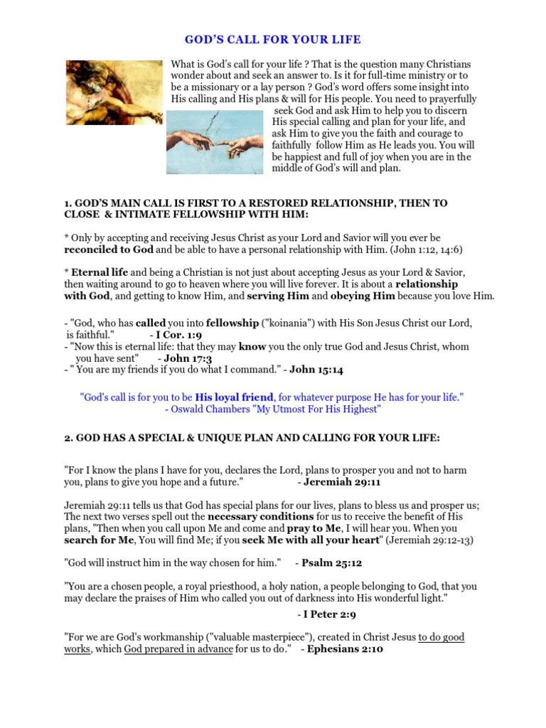 God'S Call For Your Life | PDF | Disciple (Christianity) | Gospel Of ...