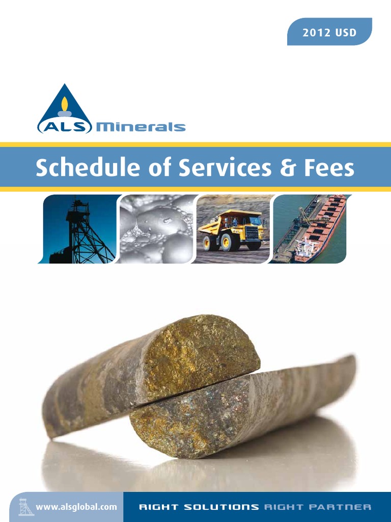 ALS Minerals Services Schedule USD 2012 | PDF | Metallurgical Assay | Gold