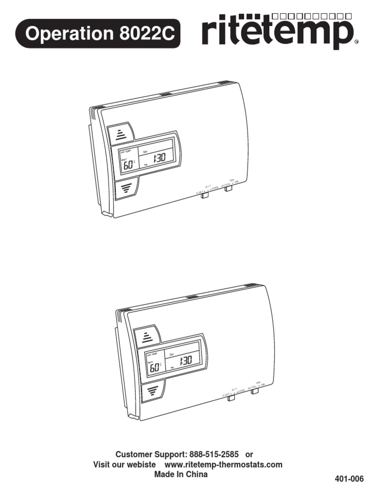 Ritetemp 8022C Operation Guide | PDF | Thermostat | Electrical Engineering