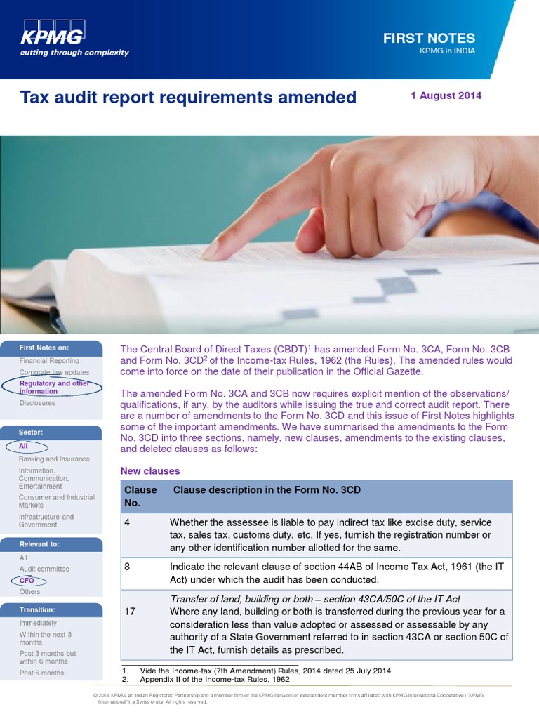 KPMG - Change in Tax Audit Report | Download Free PDF | International ...
