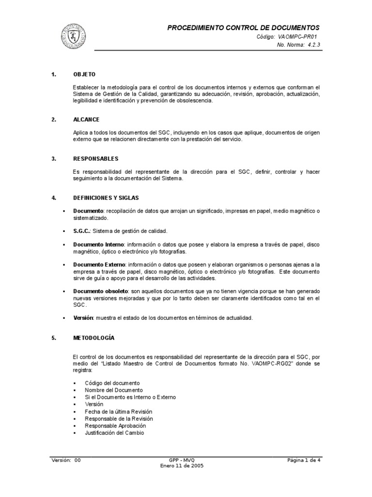 Control de Documentos Ejemplo | PDF