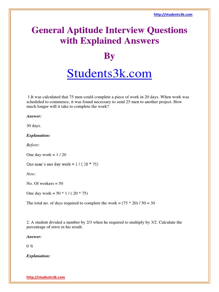 General Aptitude Interview Questions | PDF | Prices | Triangle