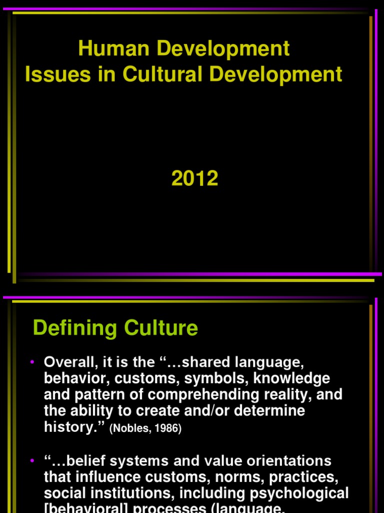 Human Development Issues in Cultural Development | PDF | Socialization ...