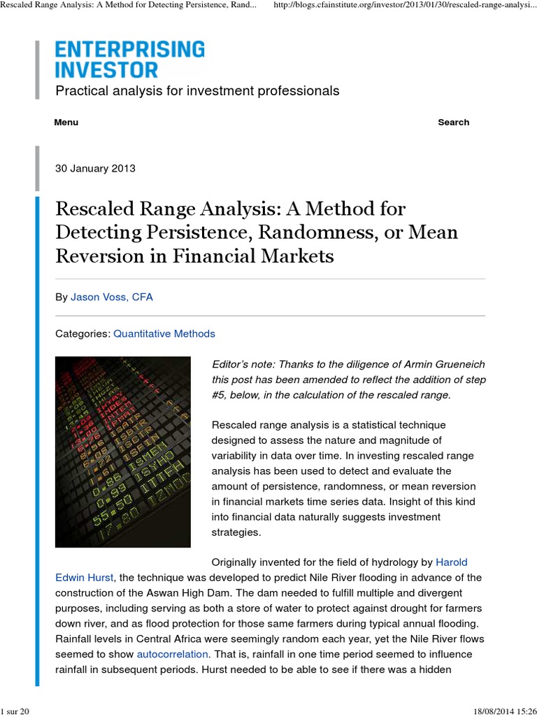 Rescaled Range Analysis | PDF | Time Series | Mean