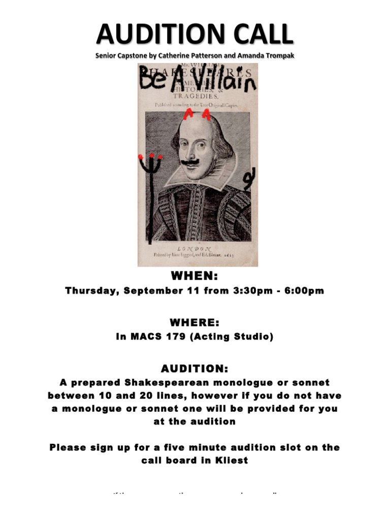 Shakespeare Audition Details - Sept 11 | PDF | Classics