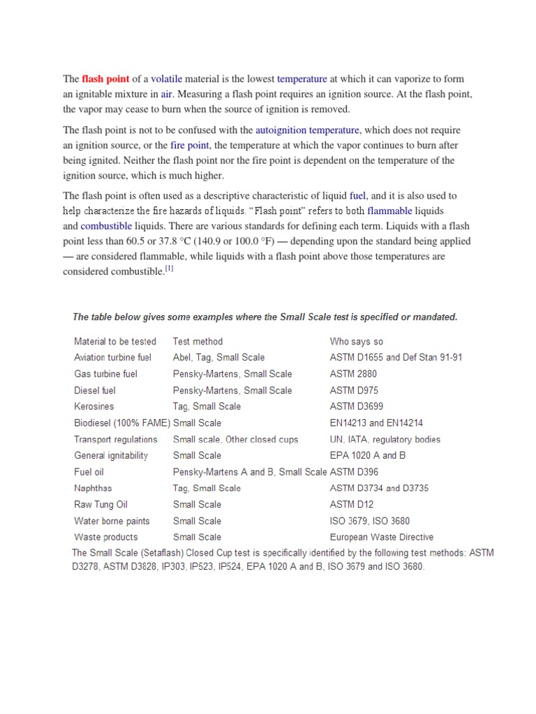 Flash Point: Volatile Temperature Air | PDF | Chemical Processes ...