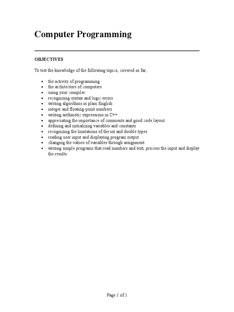 Computer Programming Basics and Skills | PDF | Computers