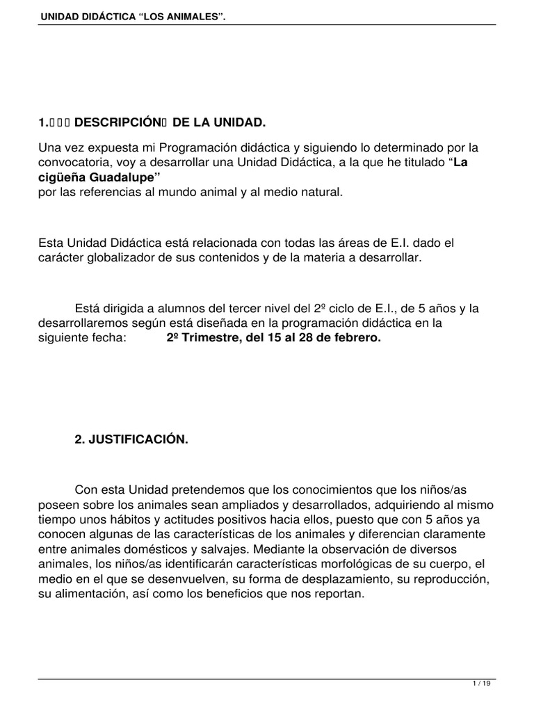 Unidad Didactica Los Animales | PDF | Evaluación | Aprendizaje