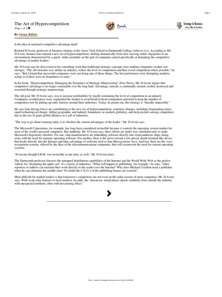 Hyper Competition | PDF | Competition | Strategic Management