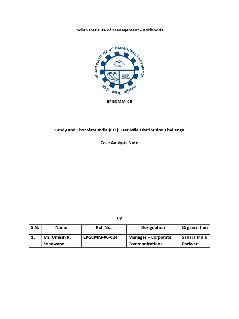 Candy and Chocolate India (CCI) - Last Mile Distribution Challenge ...