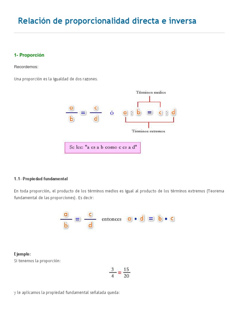 Proporcionalidad Directa e Inversa | PDF | Fracción (Matemáticas ...