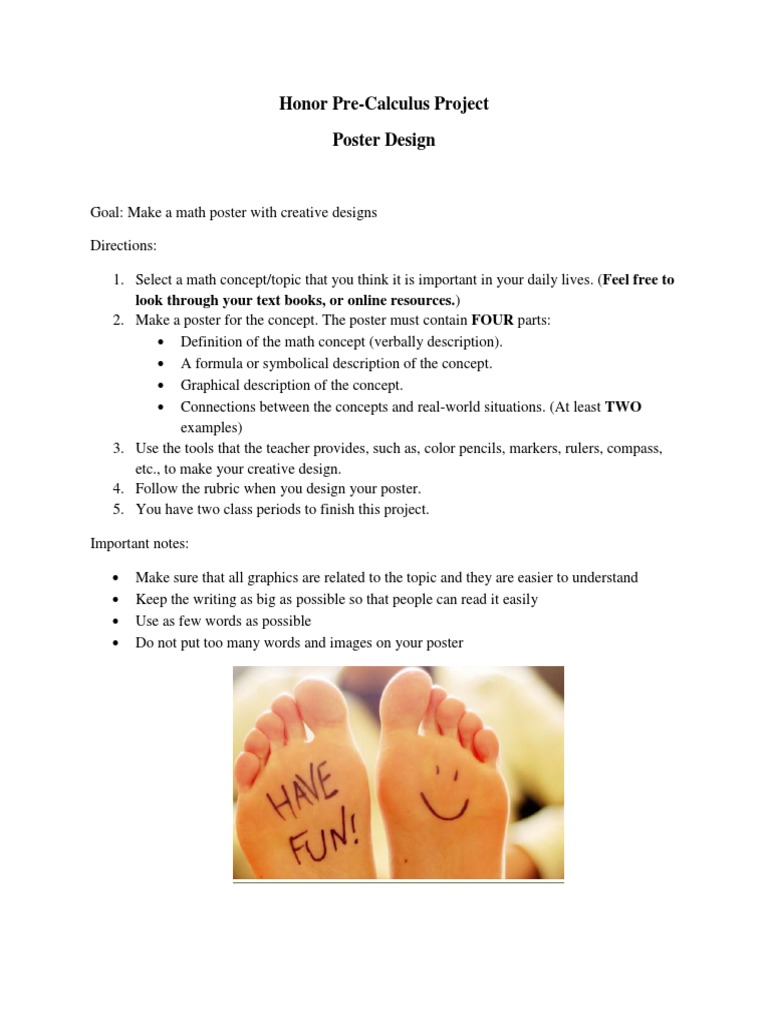 Pre-Calculus Poster Project Guide | PDF | Graphics | Teaching Mathematics