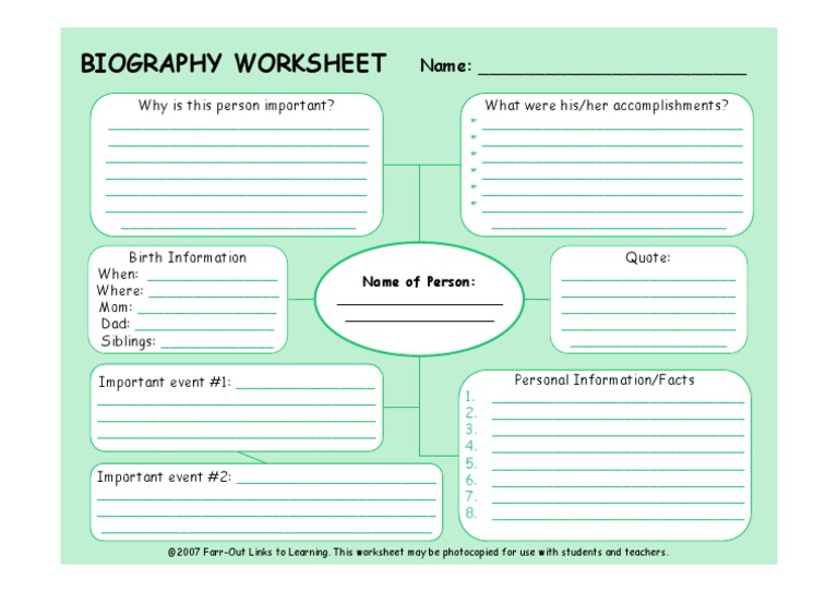 Biography Worksheet | PDF | Self-Improvement