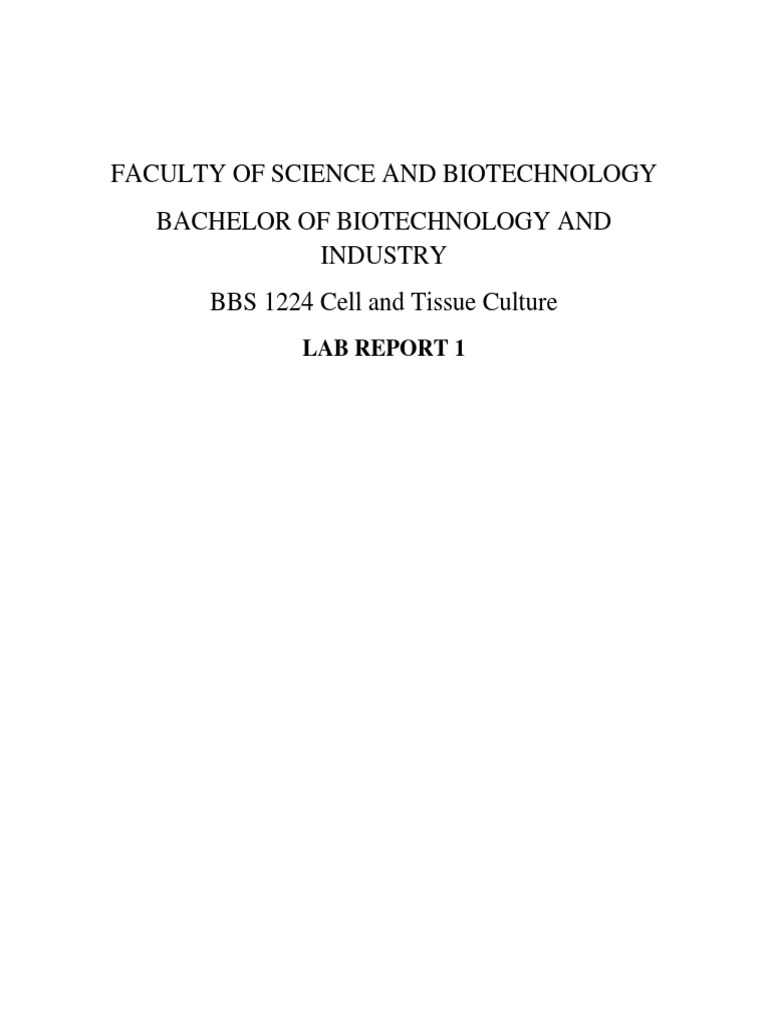 Cell and Tissue Culture Lab Report | PDF | Science & Mathematics
