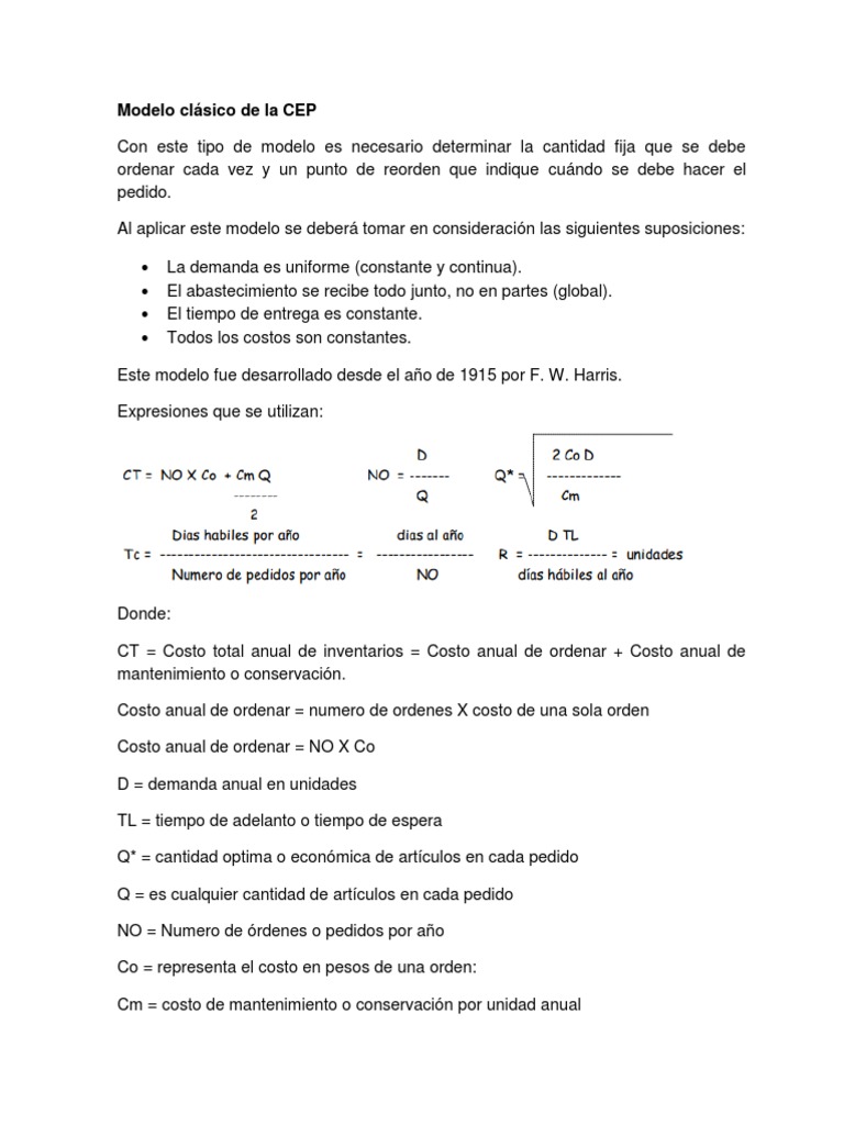 Modelo Clásico de La CEP | PDF | Inventario | Economias